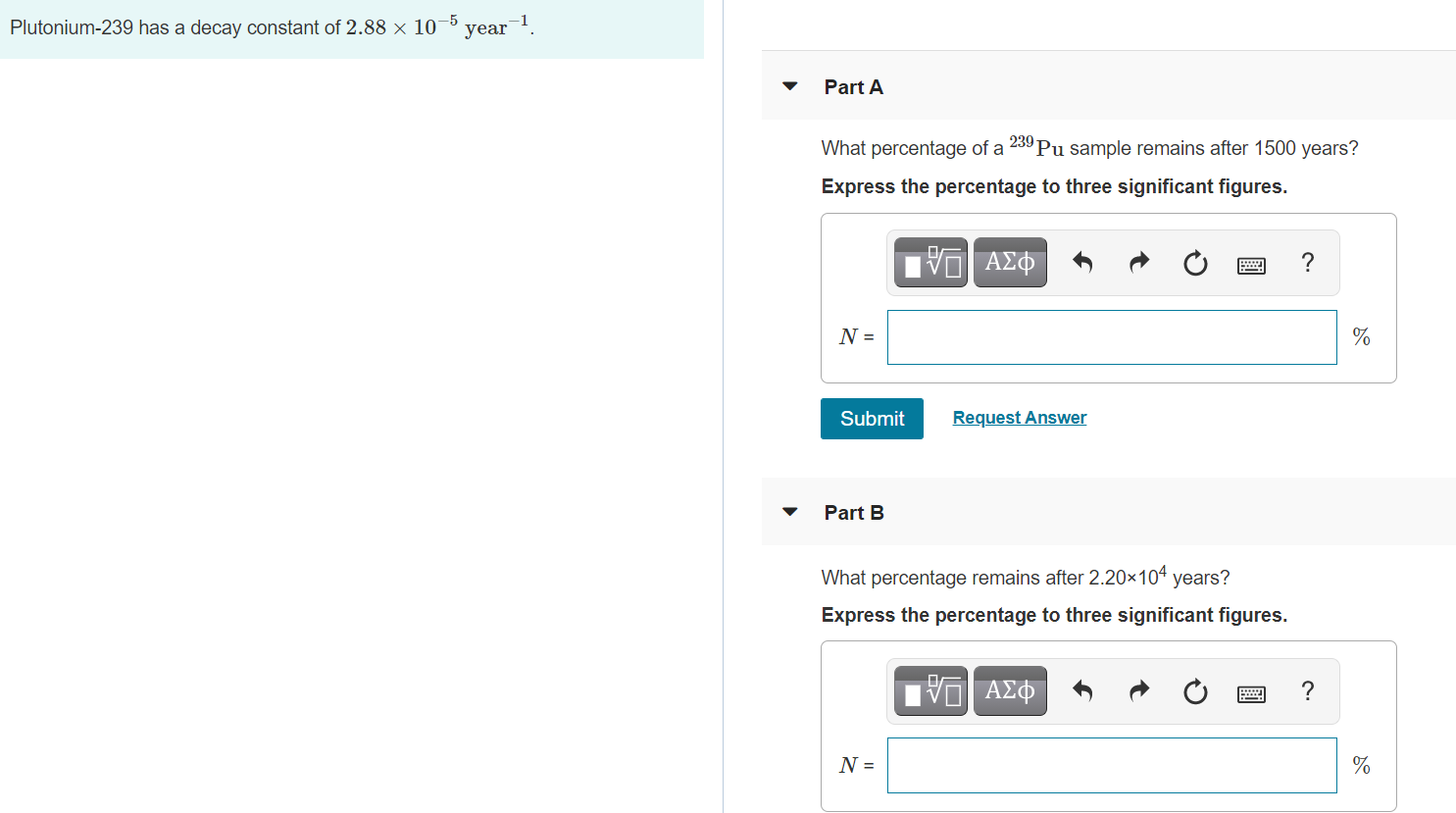 Solved Plutonium-239 has a decay constant of 2.88 x 10-5 | Chegg.com