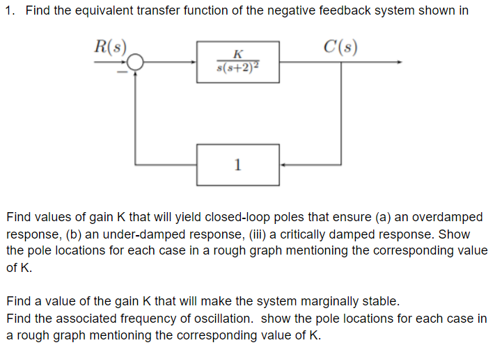 Solved 1. Find the equivalent transfer function of the | Chegg.com