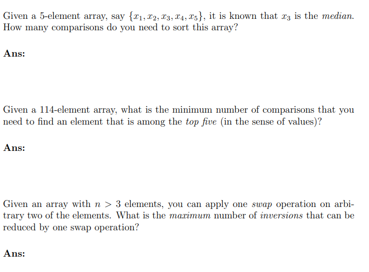 Solved Given a 5 -element array, say {x1,x2,x3,x4,x5}, it is | Chegg.com