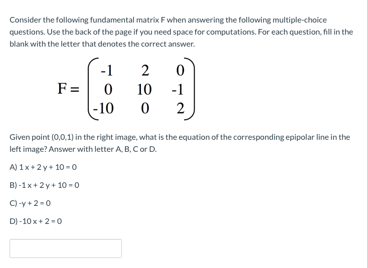 Solved Consider the following fundamental matrix F when | Chegg.com