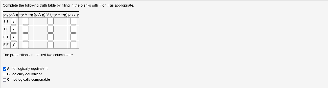 Solved Complete the following truth table by filling in the | Chegg.com