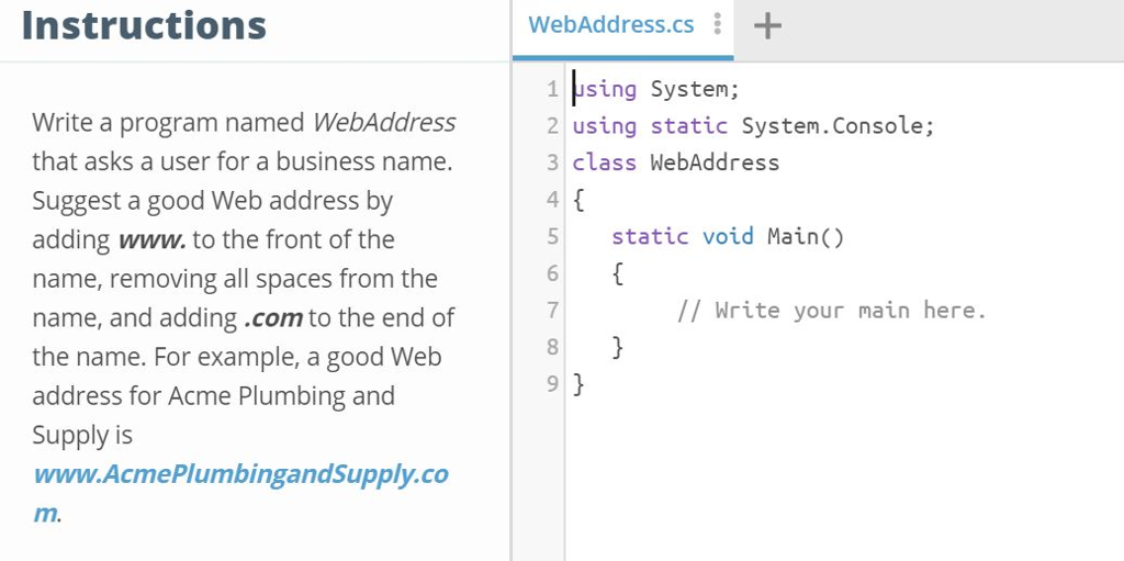 Solved Instructions WebAddress.cs · Write a program named | Chegg.com
