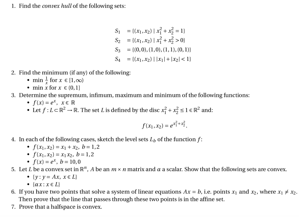 Solved 1. Find the convex hull of the following sets: Si = | Chegg.com