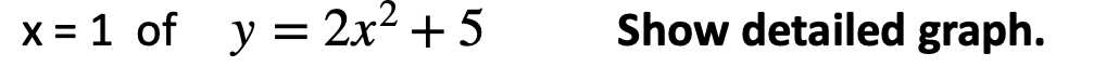 Solved x=1 of y=2x2+5 Show detailed graph. | Chegg.com