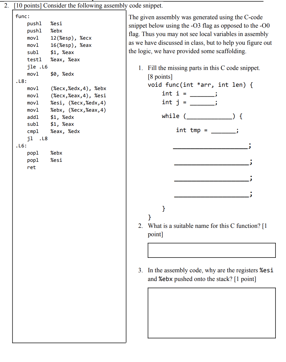 Solved 1. Fill the missing parts in this C code snippet. 2. | Chegg.com