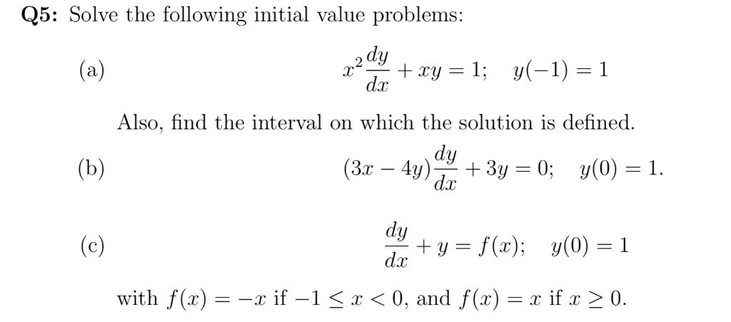 Solved Q5: Solve the following initial value problems: 2.2 + | Chegg.com