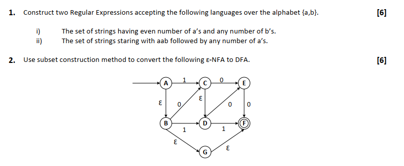 Solved 1. Construct two Regular Expressions accepting the | Chegg.com