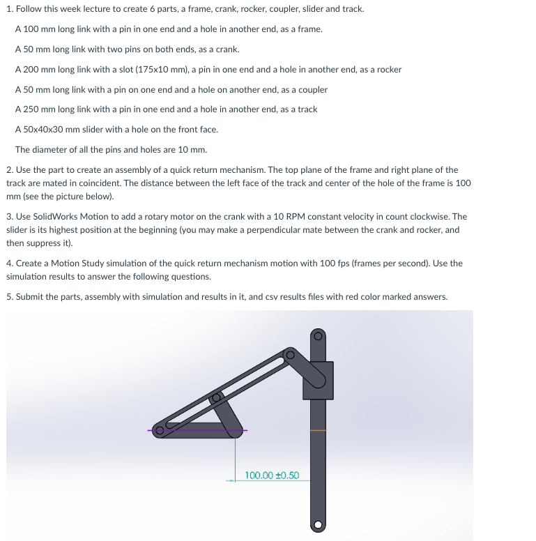 Solved Use SolidWorks Motion to complete this assignment.1. | Chegg.com