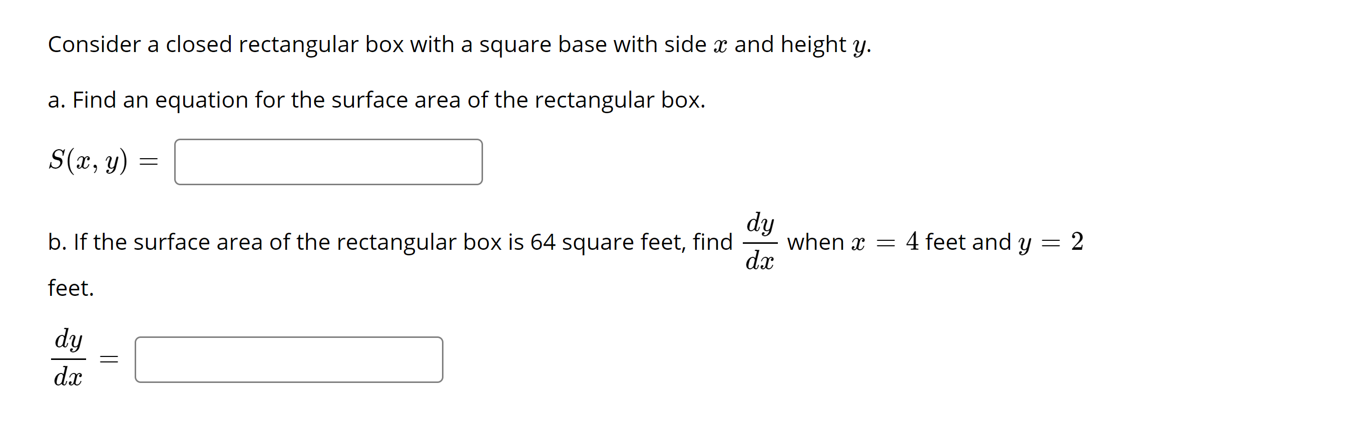Solved Consider a closed rectangular box with a square base | Chegg.com