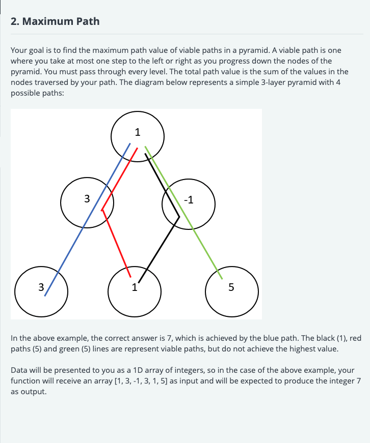 Solved Your goal is to find the maximum path value of viable | Chegg.com