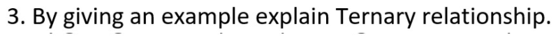 Solved 3. By giving an example explain Ternary relationship. | Chegg.com