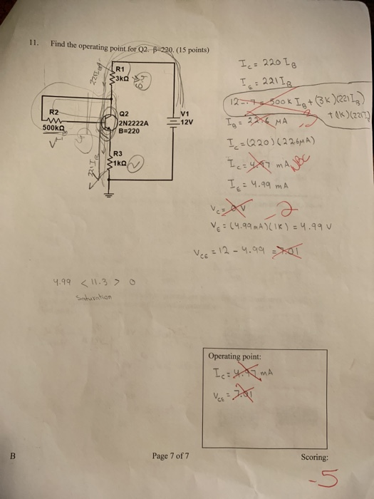 Solved Find the operating point for Q2,R220. (15 points) Te | Chegg.com