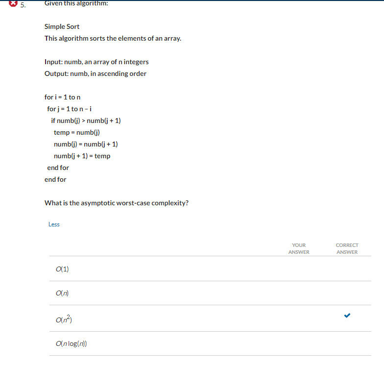 Solved Explainsimple Sortthis Algorithm Sorts The Elements 1085