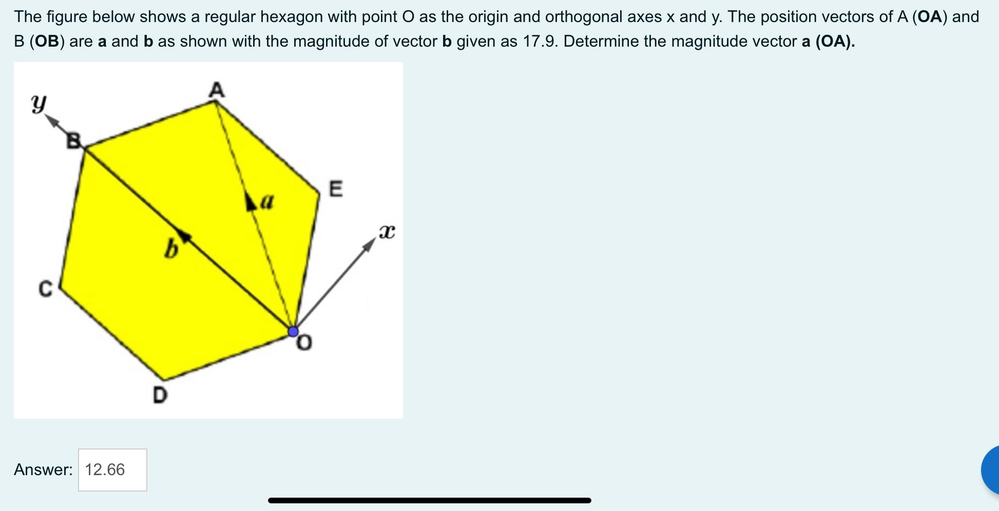 Solved The figure below shows a regular hexagon with point O | Chegg.com