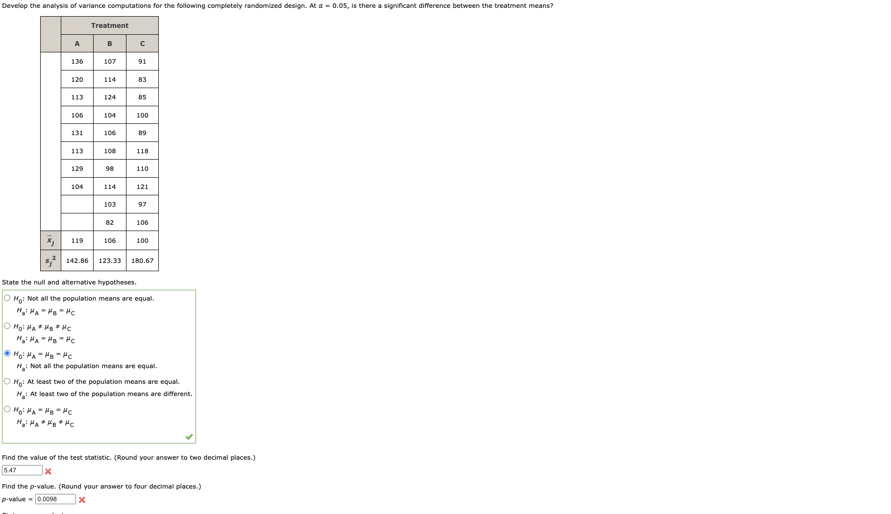 Solved Develop the analysis of variance computations for the | Chegg.com