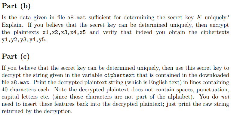 Solved Consider Hill Cipher with block length b=3. That is, | Chegg.com