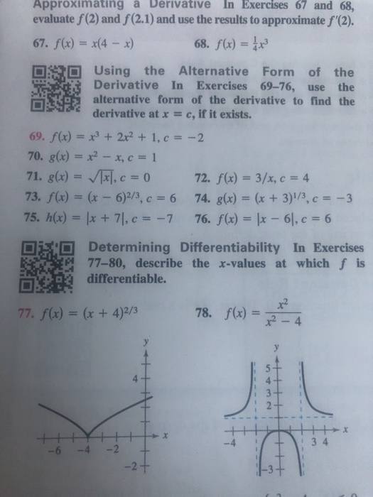 Solved Approximating a Derivative In Exercises 67 and 68, | Chegg.com