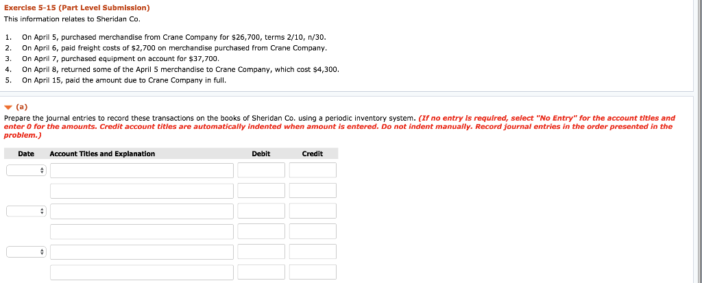 Solved Exercise 5-15 (Part Level Submission) This | Chegg.com