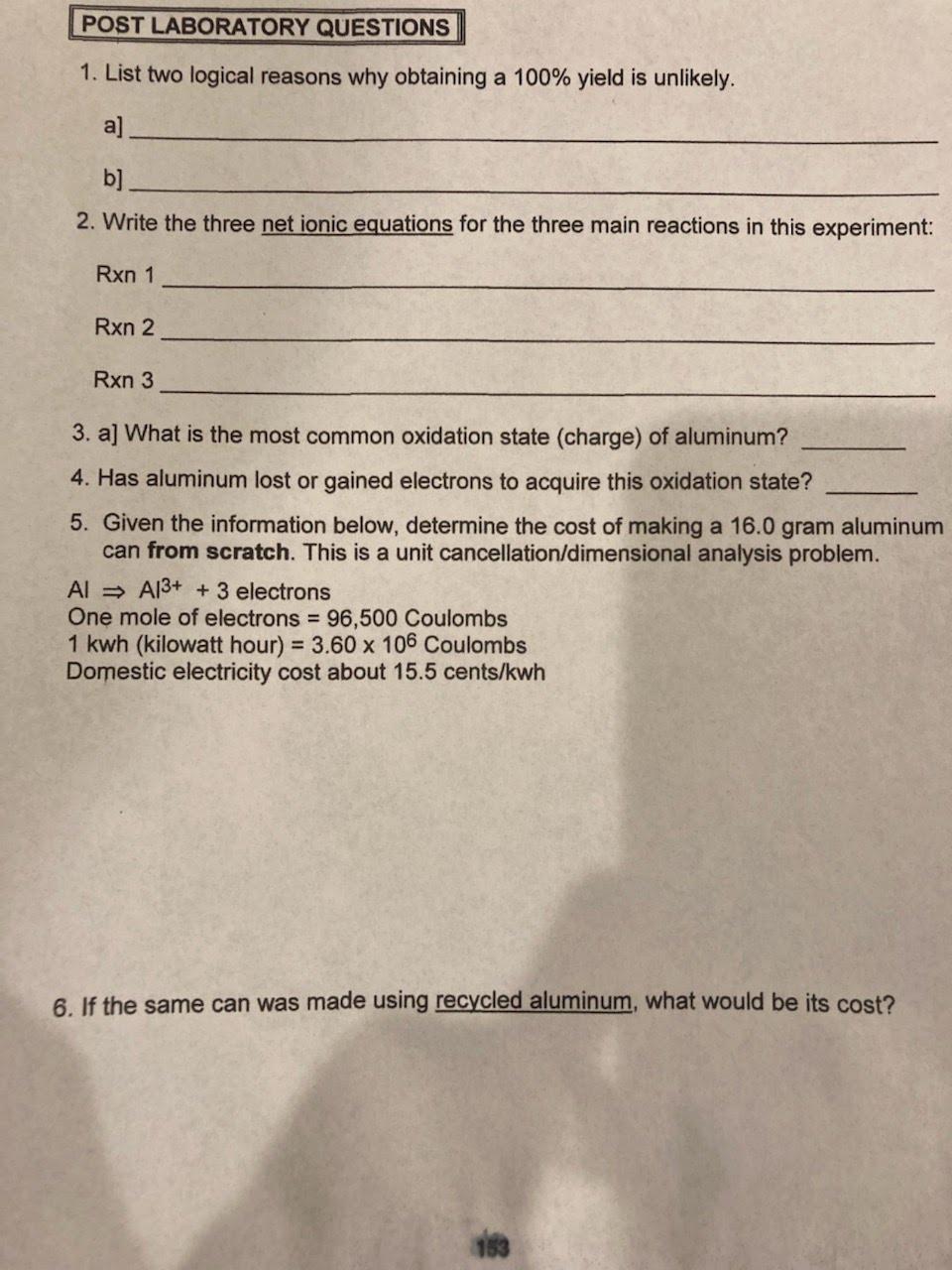 Solved POST LABORATORY QUESTIONS 1. List two logical reasons | Chegg.com