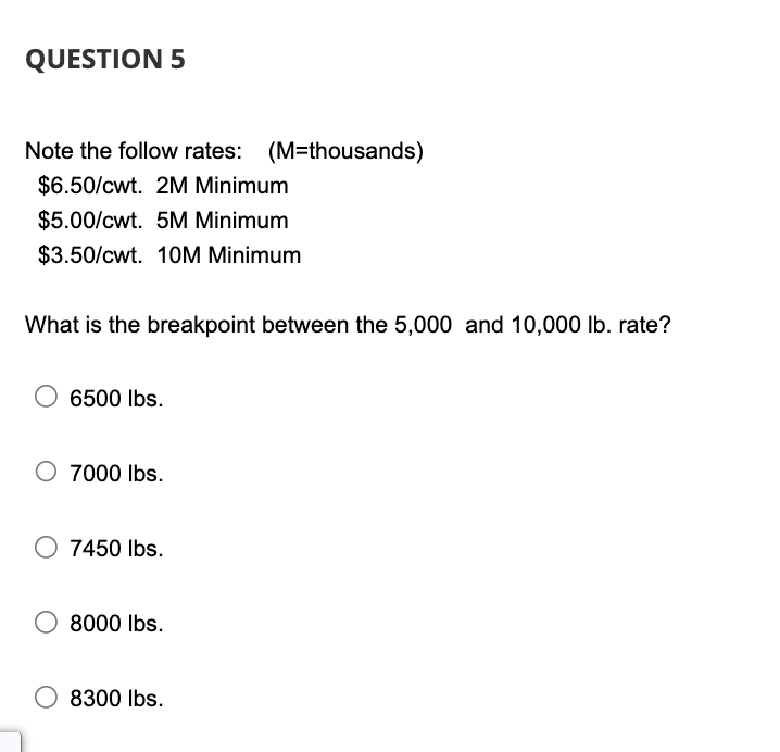 Solved Question 5 Note The Follow Rates Mthousands 