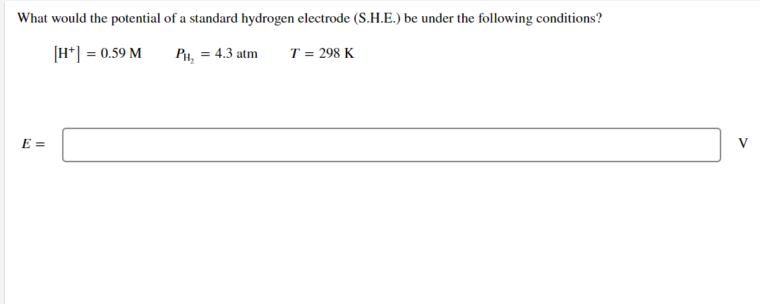 Solved What would the potential of a standard hydrogen | Chegg.com