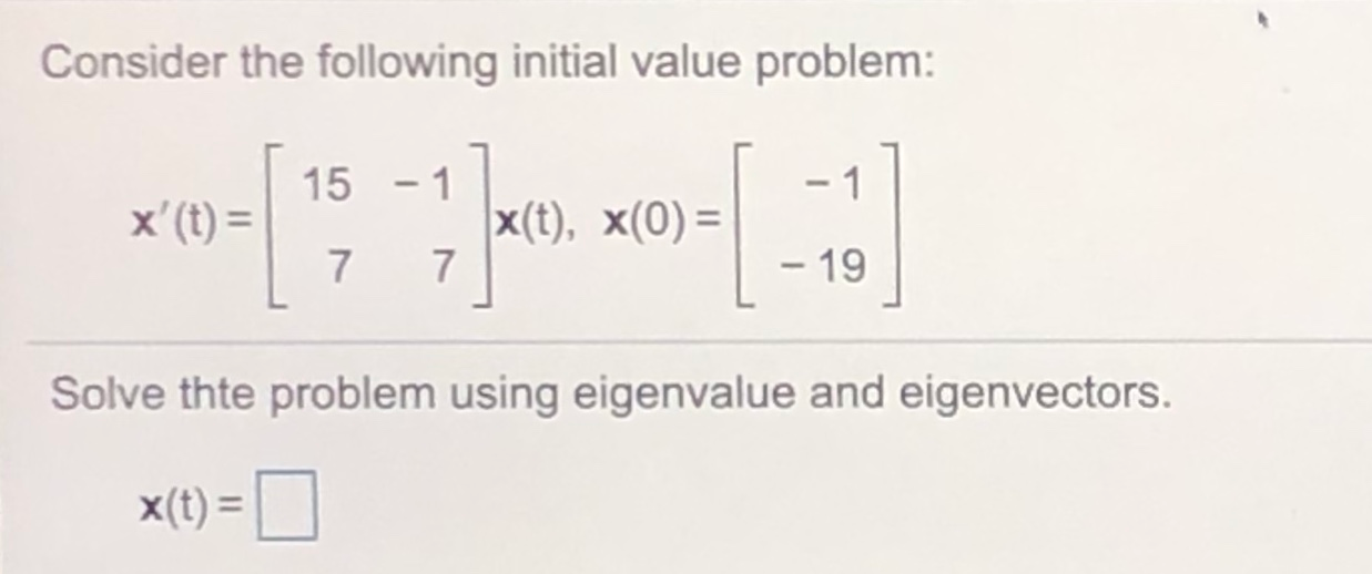 Solved Consider the following initial value problem: 15 -1 - | Chegg.com