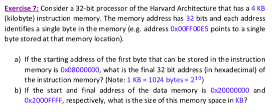 Solved Exercise 7: Consider a 32-bit processor of the | Chegg.com