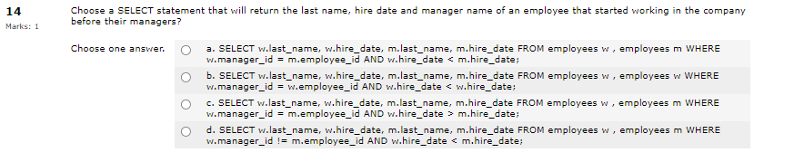 Solved Choose a SELECT statement that will return the last | Chegg.com