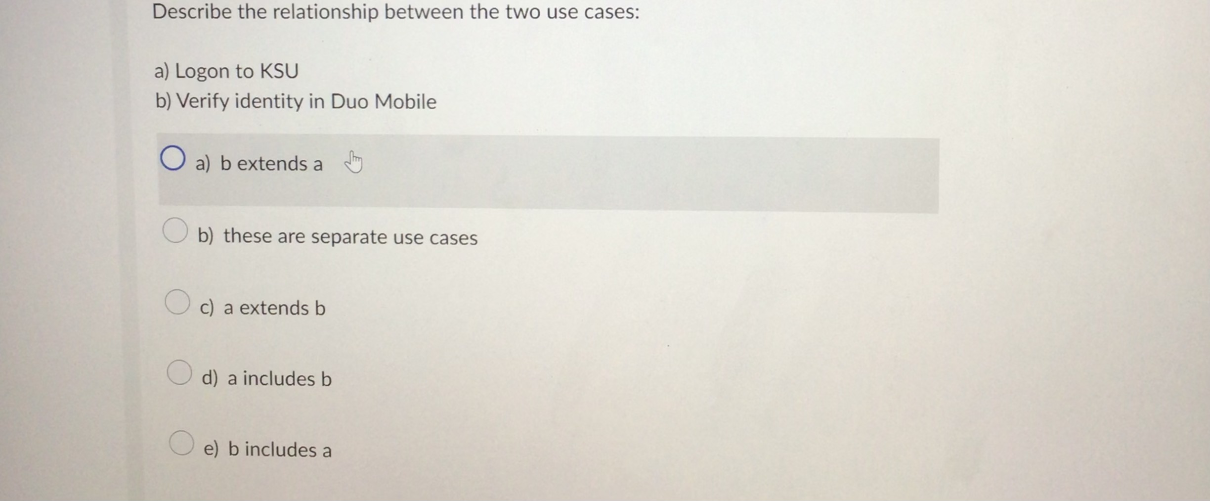 Solved Describe the relationship between the two use cases: | Chegg.com