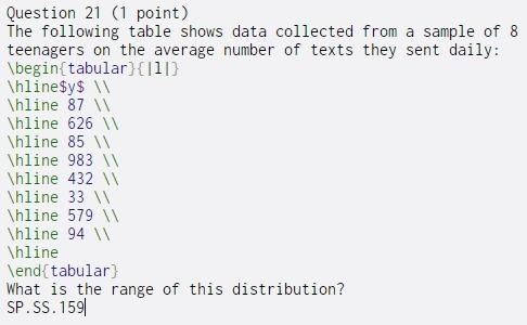 Solved Question 21 (1 point) The following table shows data | Chegg.com