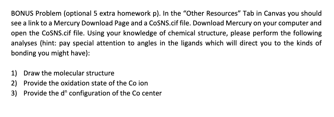 BONUS Problem (optional 5 extra homework p). In the | Chegg.com