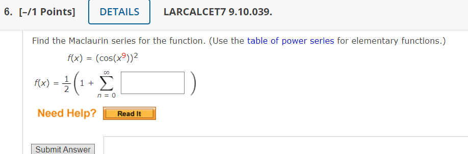 Solved Find the Maclaurin series for the function. (Use the | Chegg.com