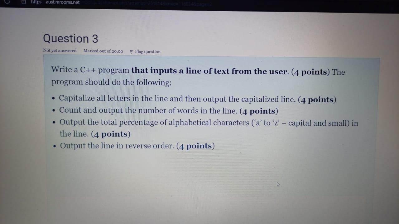 Solved https aust.mrooms.net Question 3 Not yet answered | Chegg.com