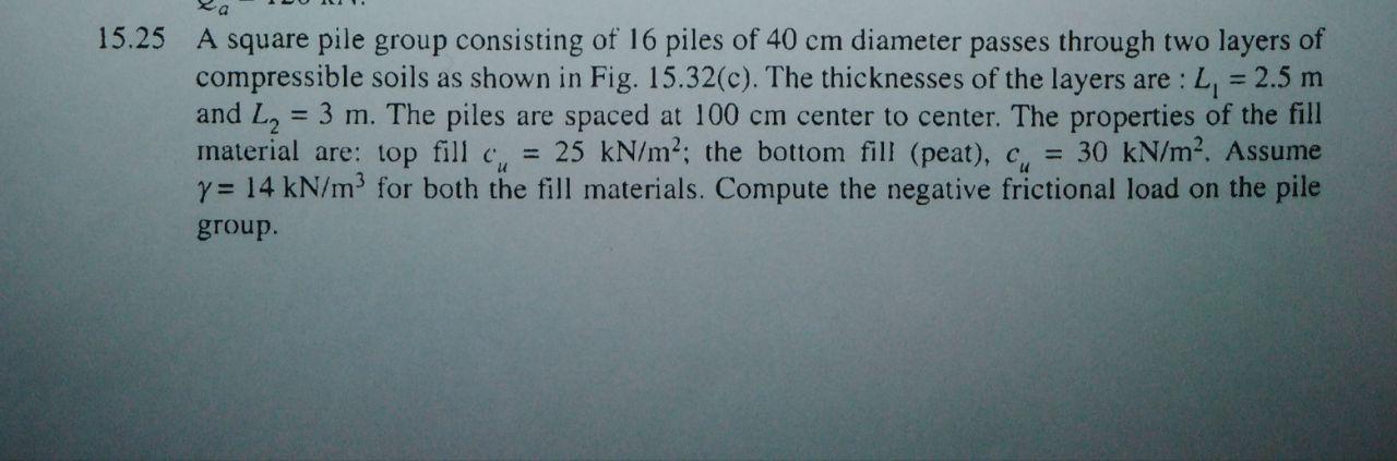 Solved 15.25 A square pile group consisting of 16 piles of | Chegg.com