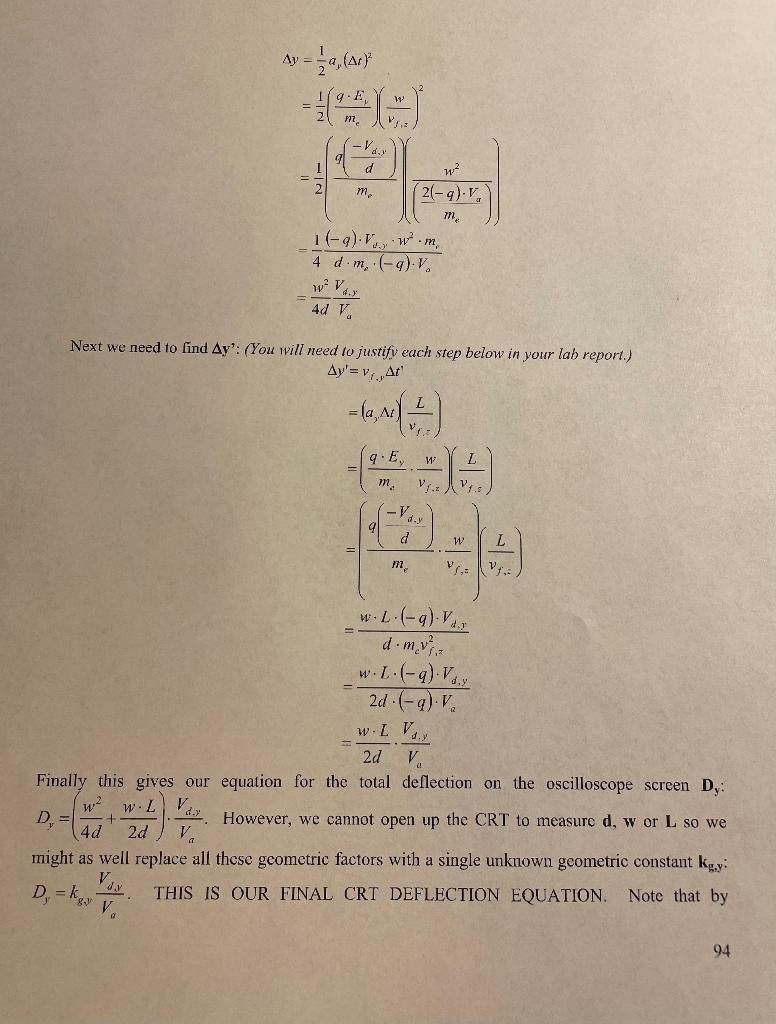 Solved i THQ-1 (5-points) Derive the CRT deflection | Chegg.com