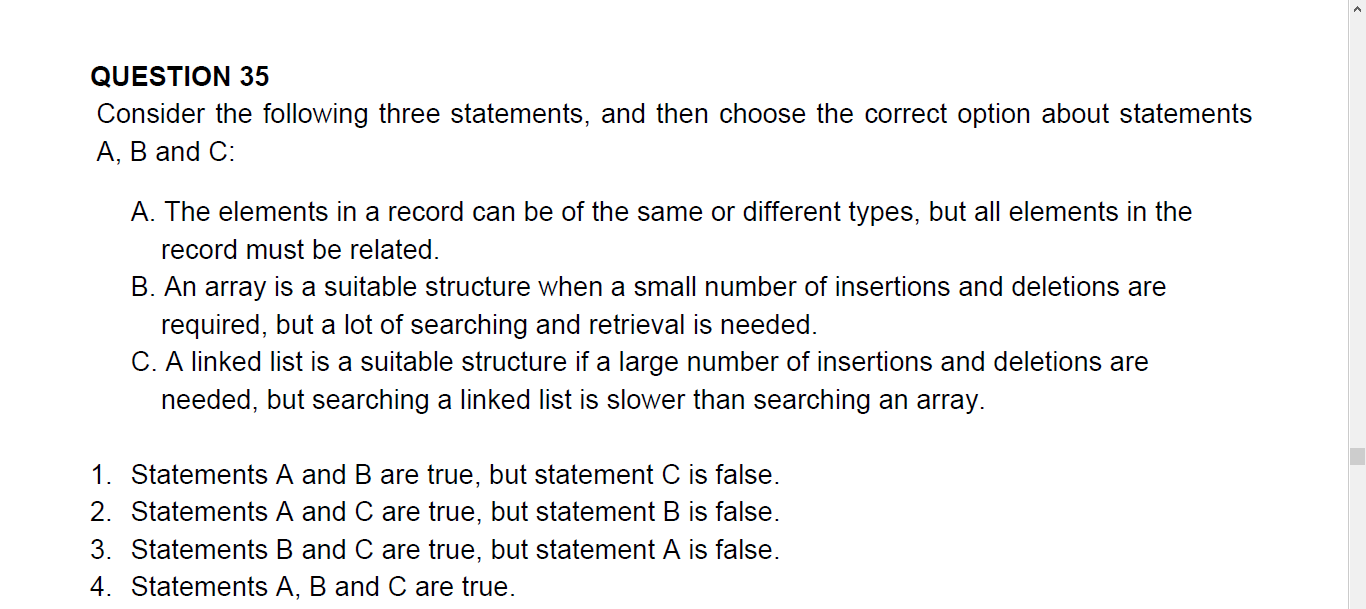 Solved Which one of the following statements is FALSE about | Chegg.com