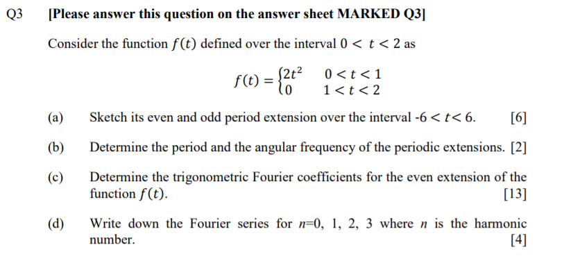 Solved Q3 [Please answer this question on the answer sheet | Chegg.com