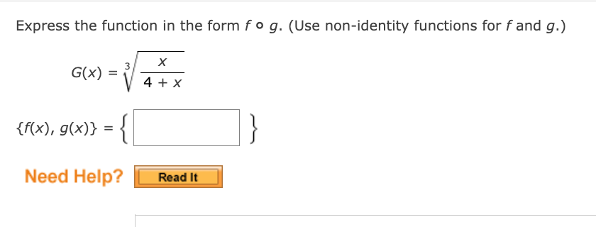 Solved Express the function in the form f∘g. (Use | Chegg.com