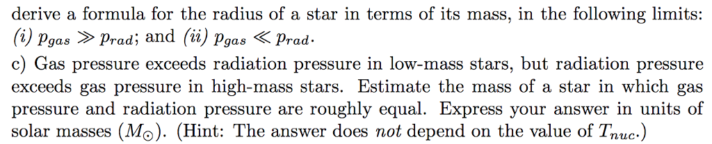 The total pressure inside a star is equal to the sum | Chegg.com