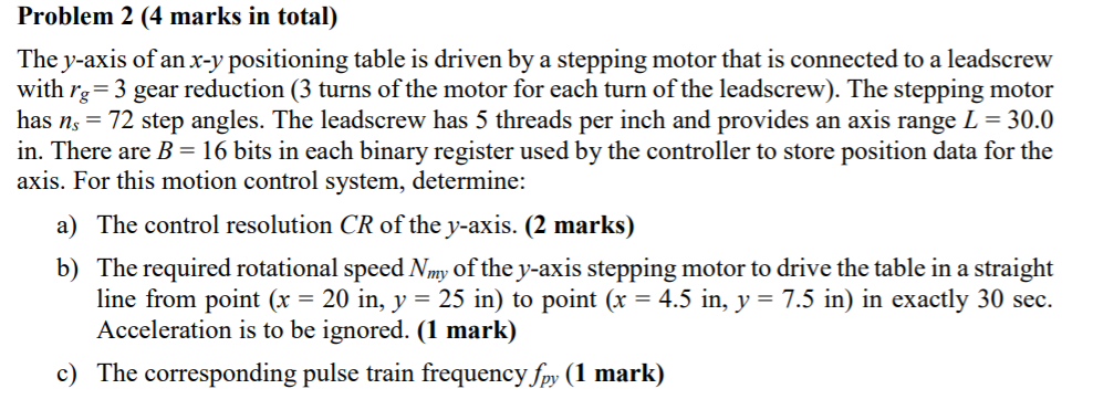Solved Problem 2 4 Marks In Total The Y Axis Of An X Y 