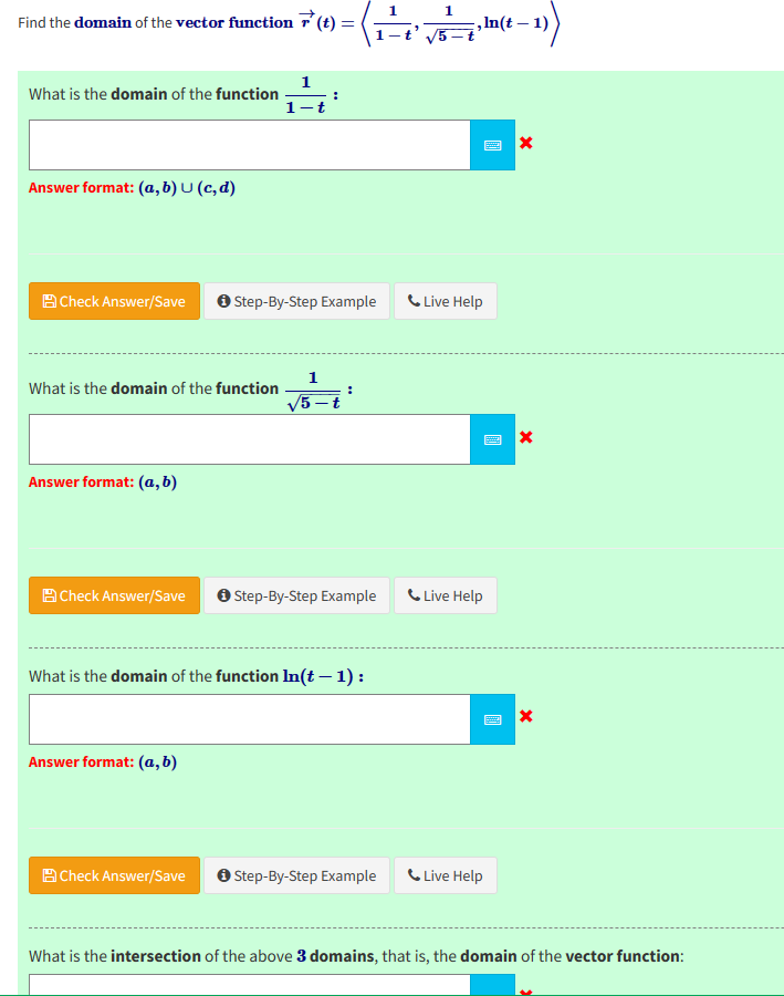 Solved Find the domain of the vector function | Chegg.com