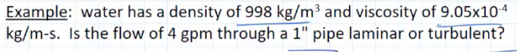 Solved Example: water has a density of 998 kg/m3 and | Chegg.com