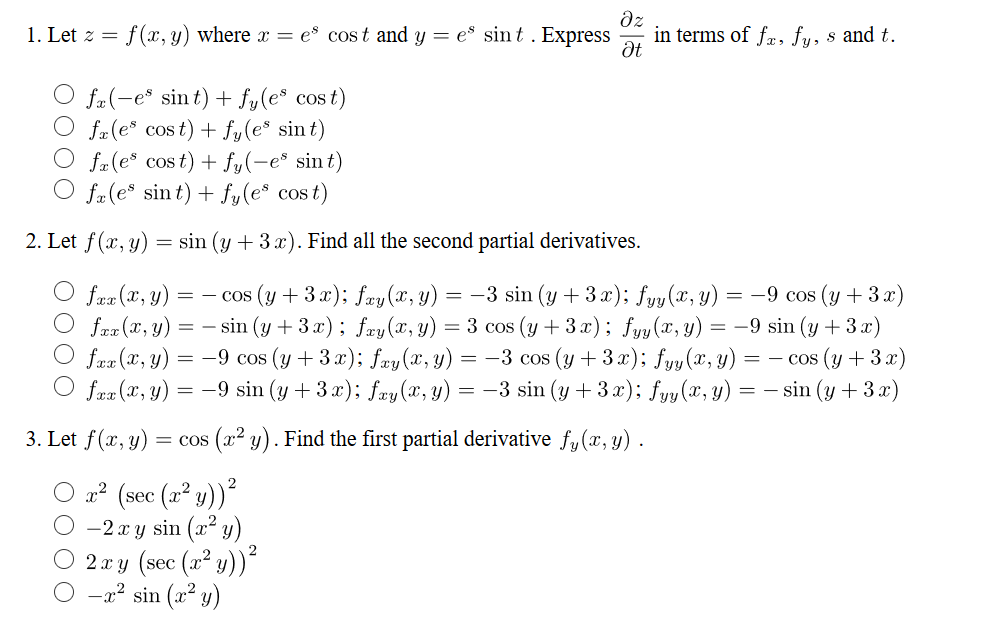 Solved 1 Let Z F x Y Where X Es Cost And Y Es Sint Chegg
