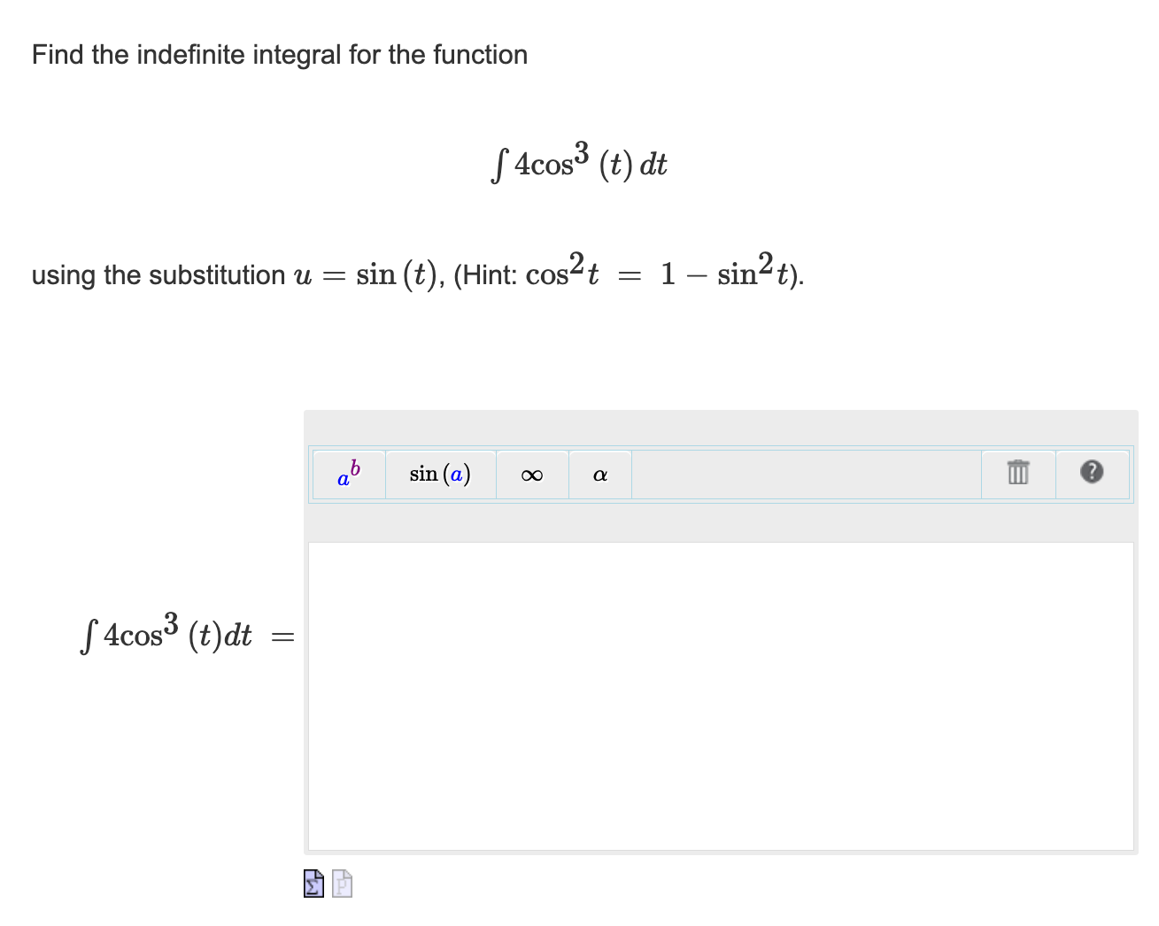 Solved Find the indefinite integral for the function | Chegg.com
