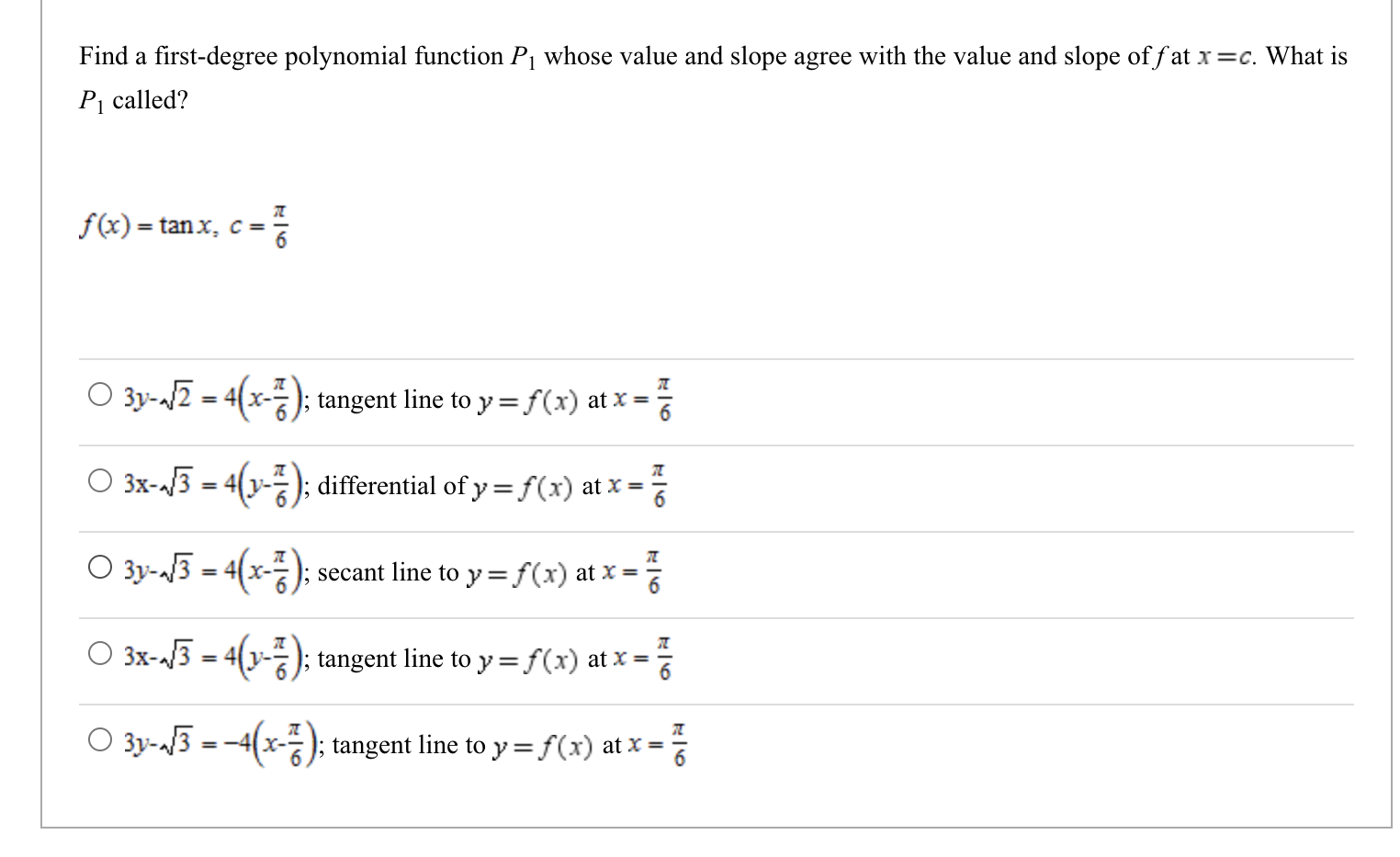 Solved Find a first-degree polynomial function Pi whose | Chegg.com