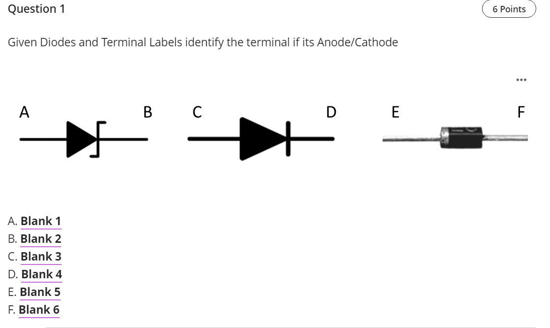 Solved Question 1 6 Points Given Diodes and Terminal Labels | Chegg.com
