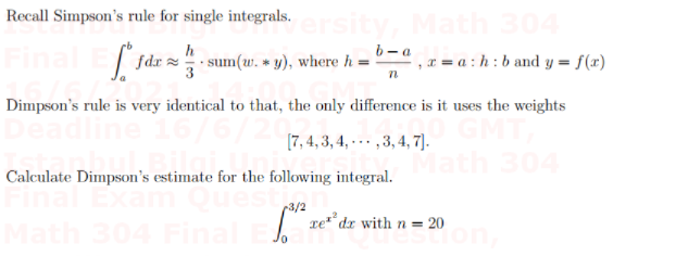 Solved Recall Simpson's rule for single integrals. h final | Chegg.com