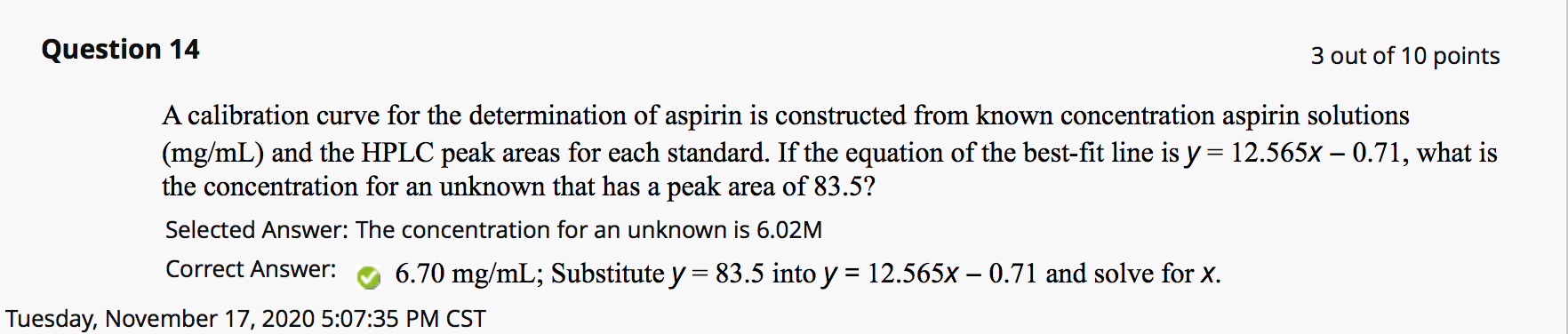 Solved Question 14 3 Out Of 10 Points A Calibration Curve