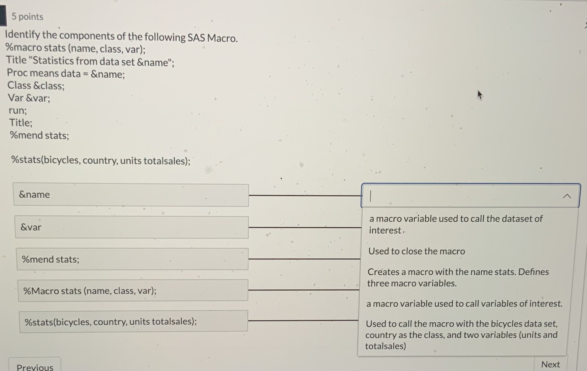 Solved 5 ﻿pointsIdentify the components of the following SAS | Chegg.com