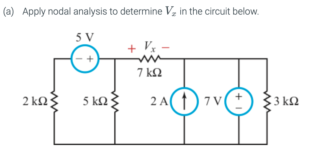 Solved a) Apply nodal analysis to determine Vx in the | Chegg.com